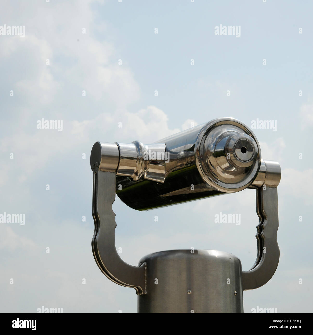 Stainless steel telescope for tourist on the observation deck with ...