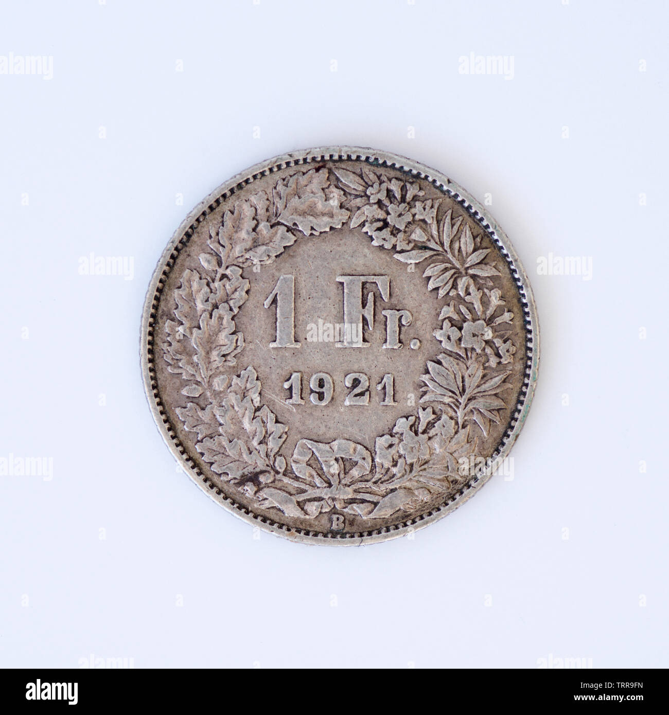 Switzerland 1 Franc Coin - 1921 Stock Photo - Alamy