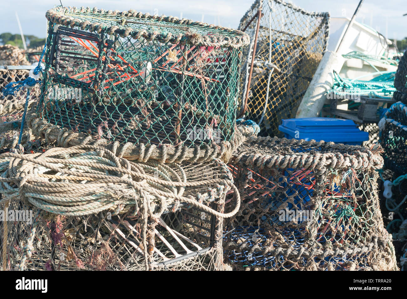 close up of crab nets and fishing nets british coast Stock Photo - Alamy