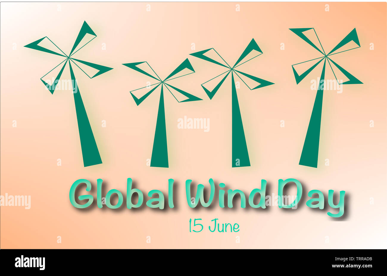 "Global Wind Day" Lettering with colorful Windmills. Concept of ...