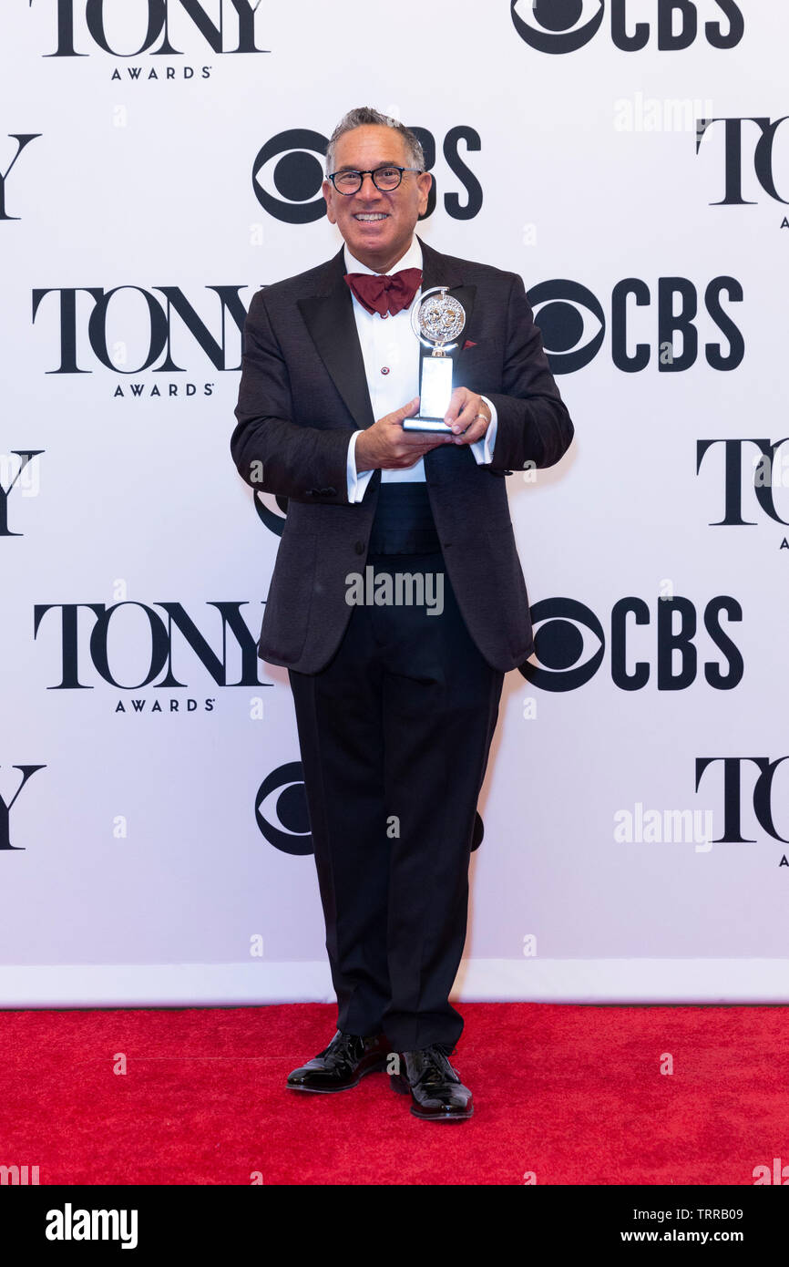 New York, NY - June 9, 2019: Robert Horn poses with Tony award at media ...
