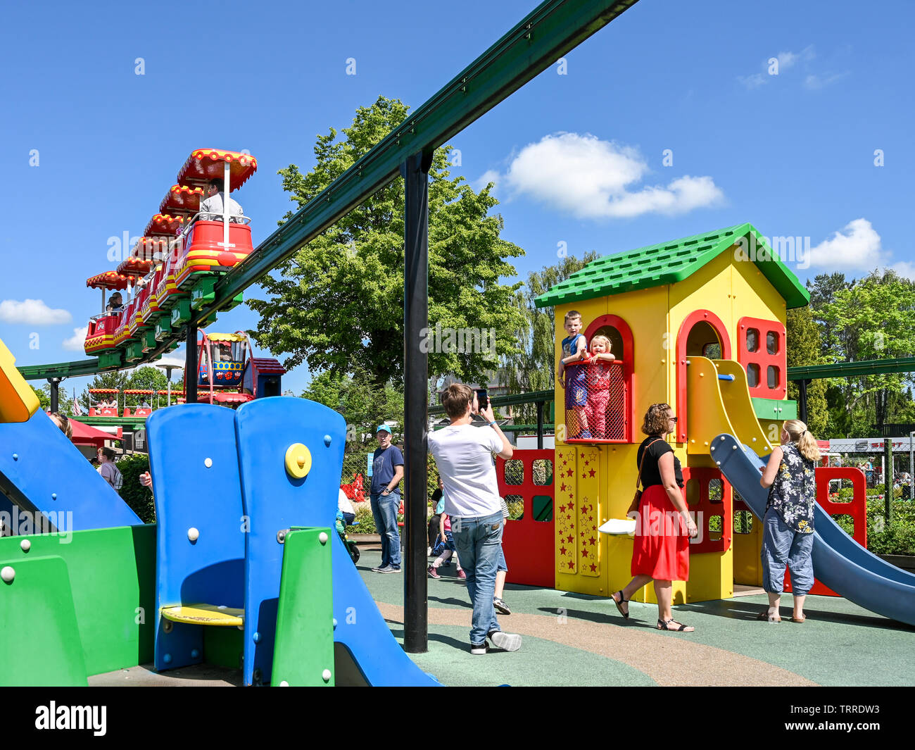 Playground and Monorail at Legoland in Billund, Denmark. This family ...