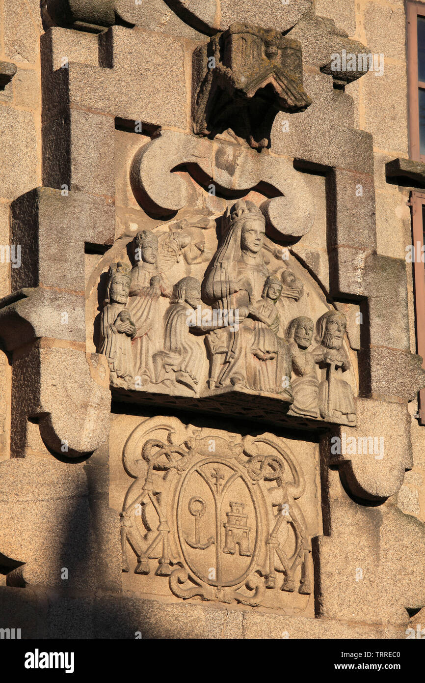 Spain, Galicia, Santiago de Compostela, relief, stone carving Stock ...