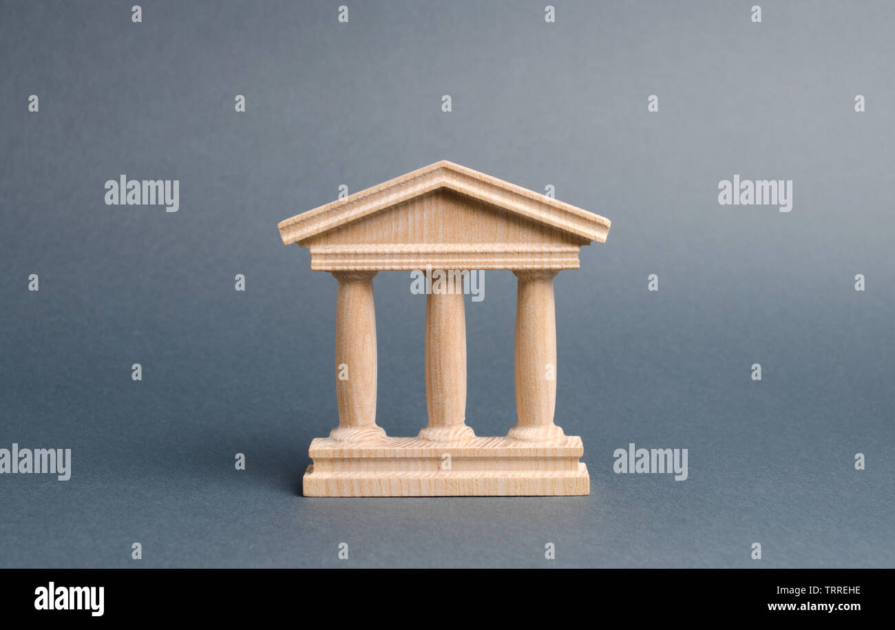 wooden government building on a gray background. The authorities, the ...