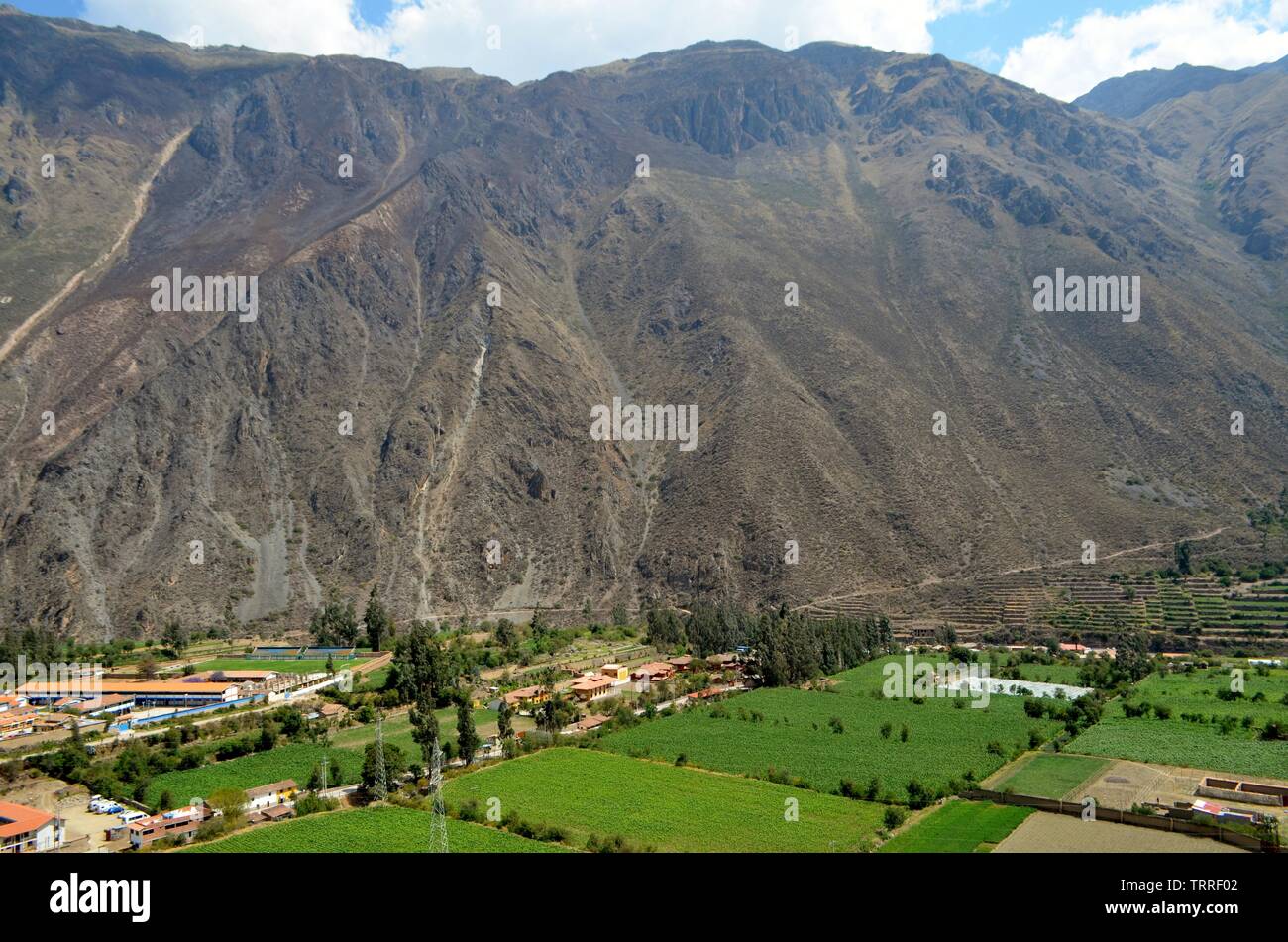 Peru,Cusco,Ollantaytambo.Beautiful countryside landscape cultivated ...