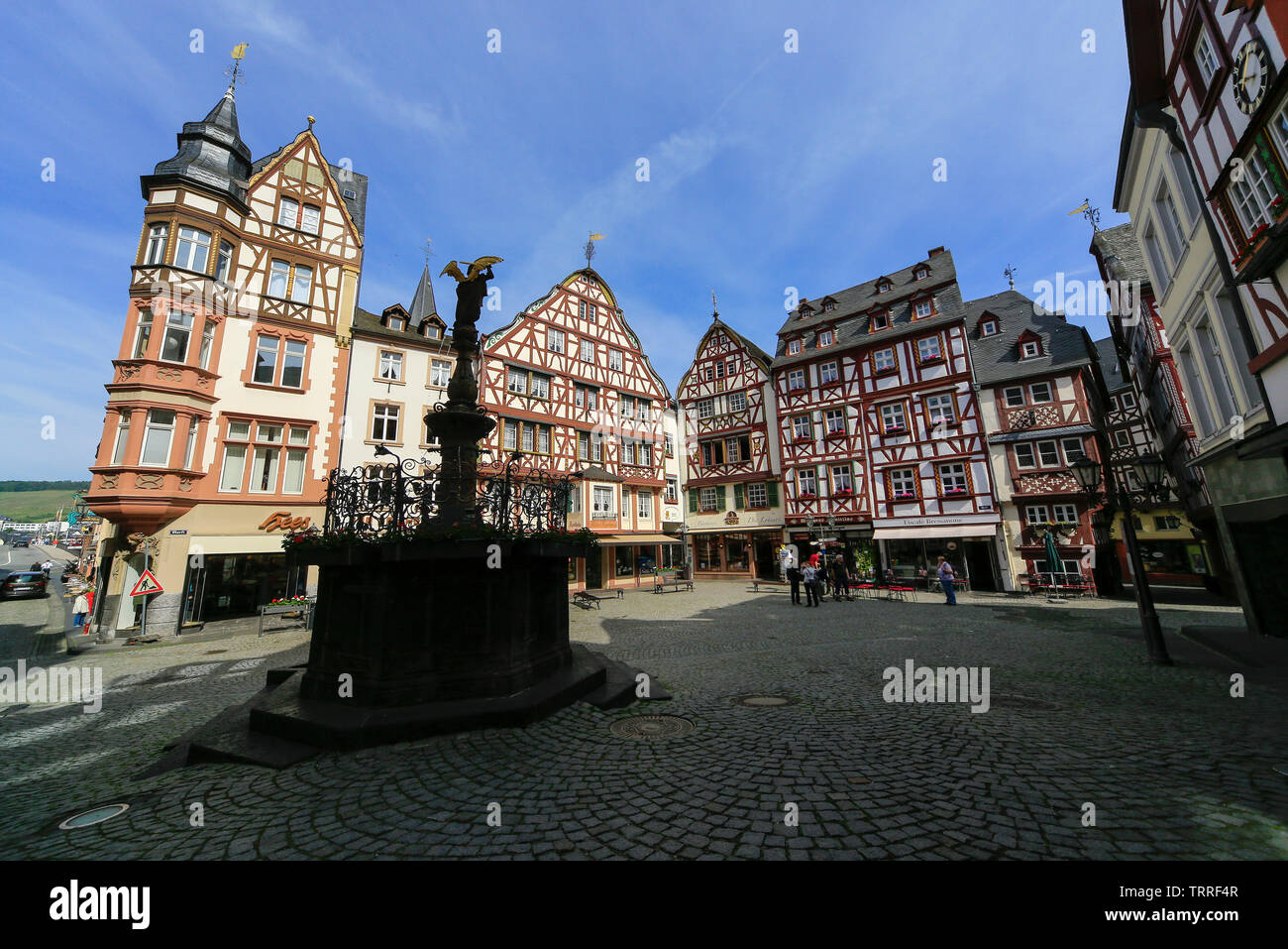 Streets and painted houses in the beautiful old town of Bernkastel Kues ...