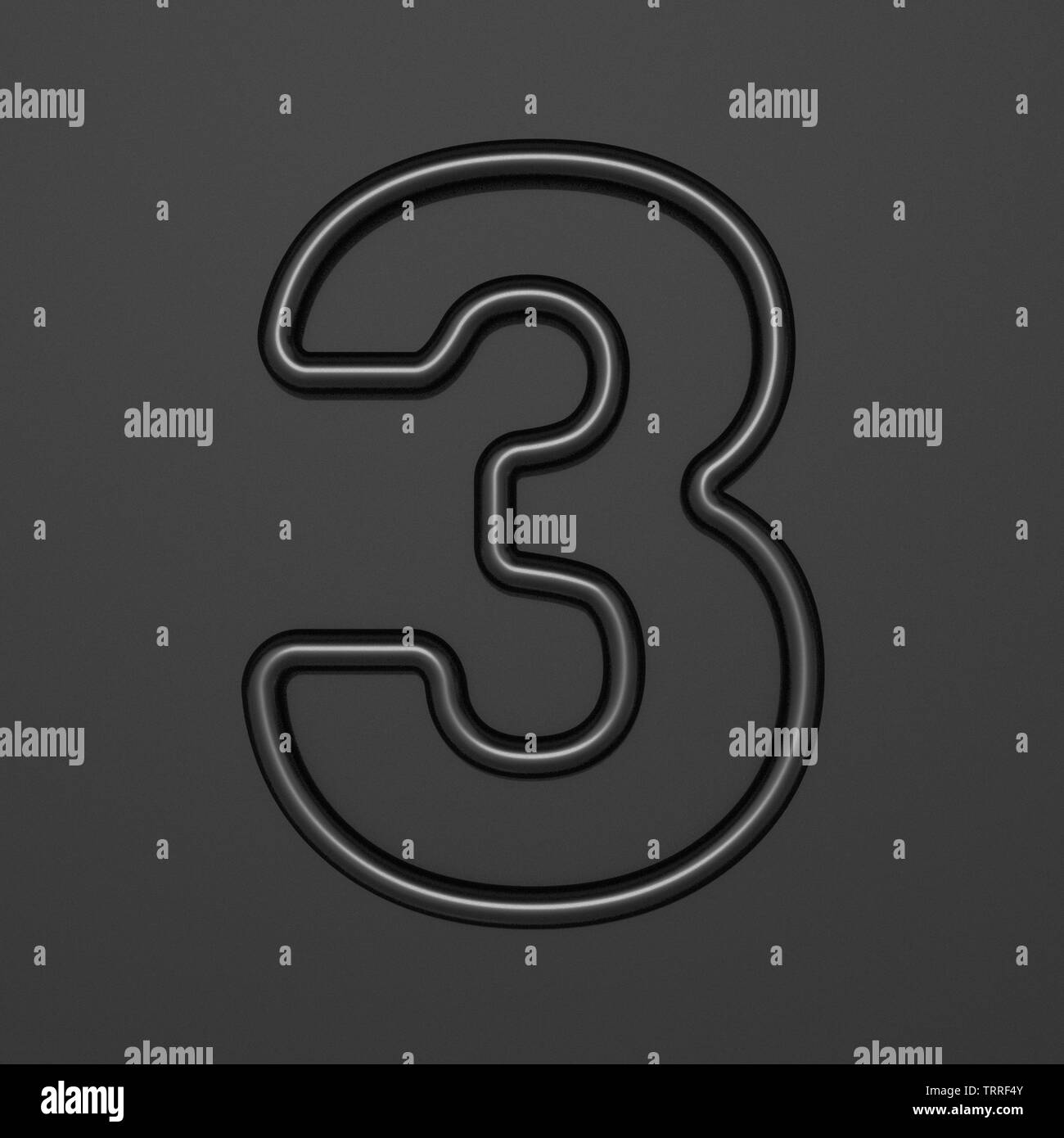 Number 3 With Black Outline