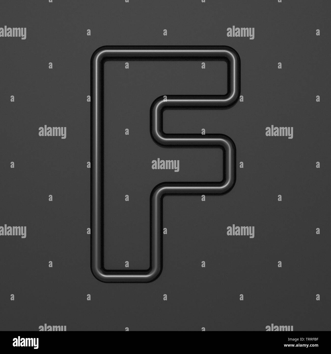Black outline font Letter F 3D illustration on black background Stock ...