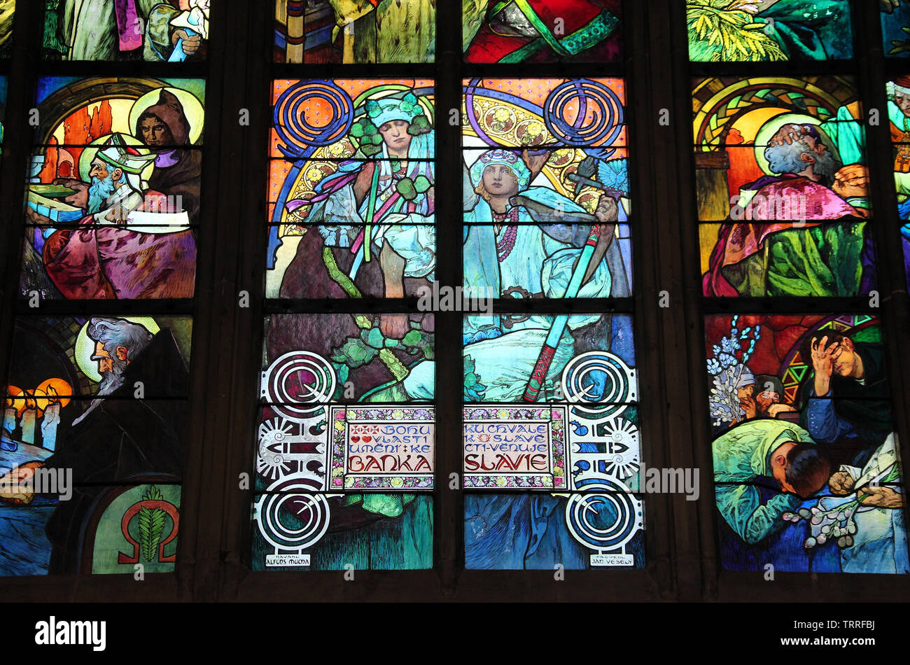 Stained glass window by Alphonse Mucha in the New Archbishop Chapel at ...