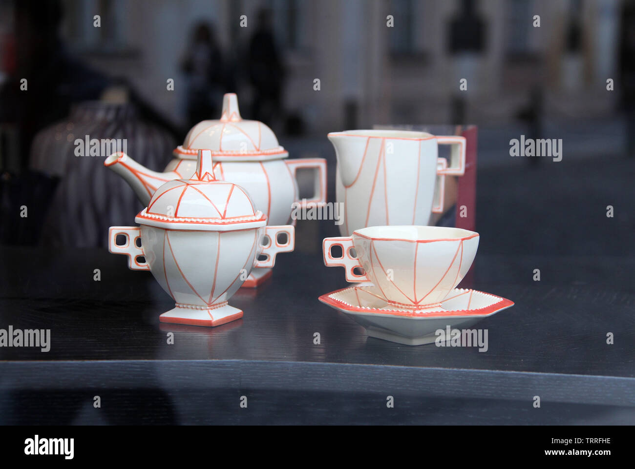 Cubist tableware on display in Prague Stock Photo - Alamy