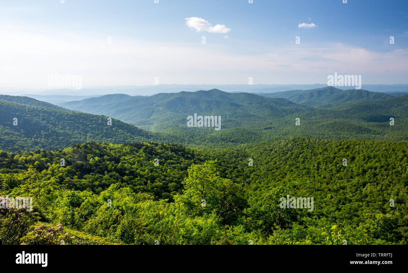 View of the Blue Ridge mountains in North Carolina from an overlook on ...