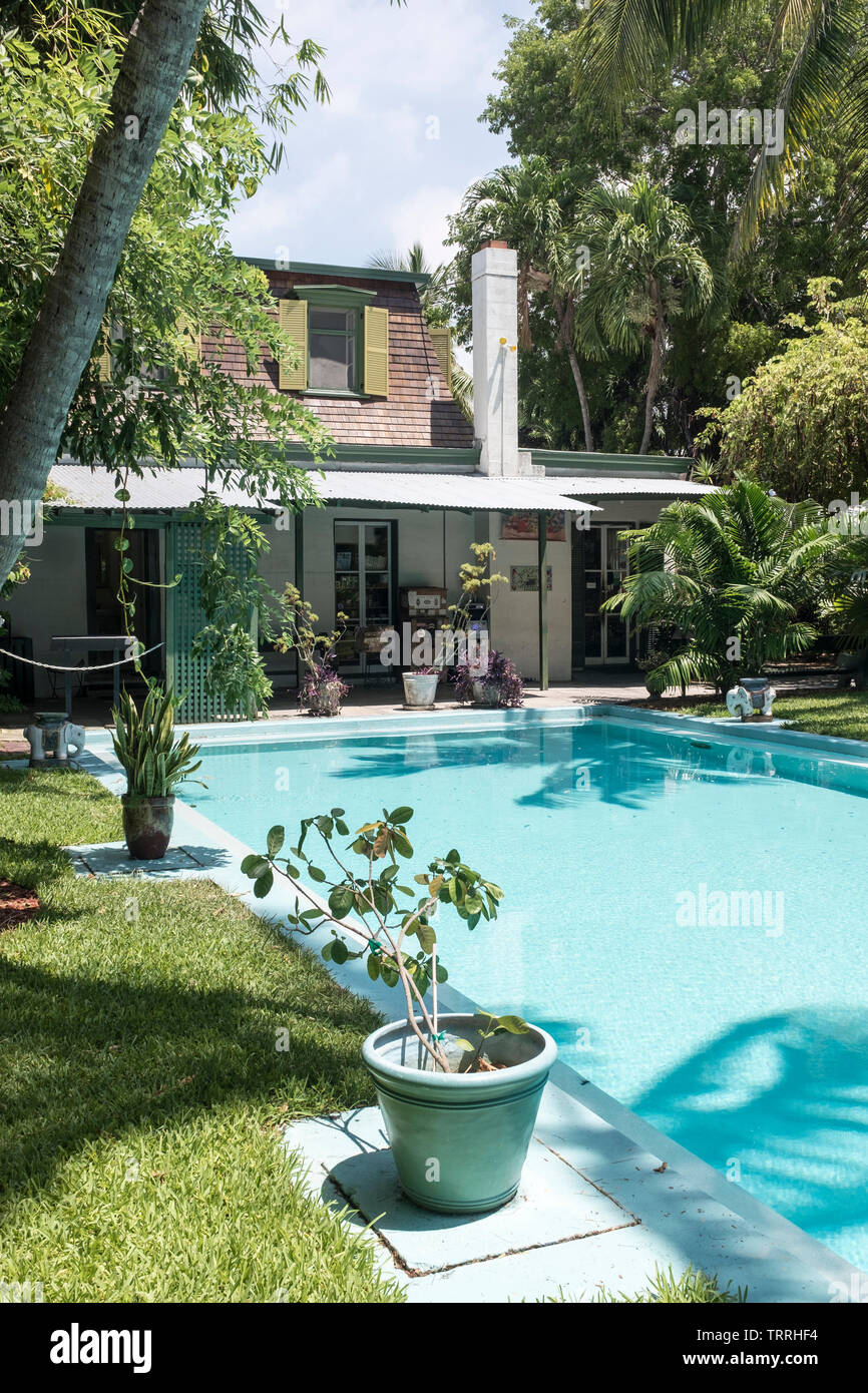 The pool, the first in Key West and the carriage house where the author ...