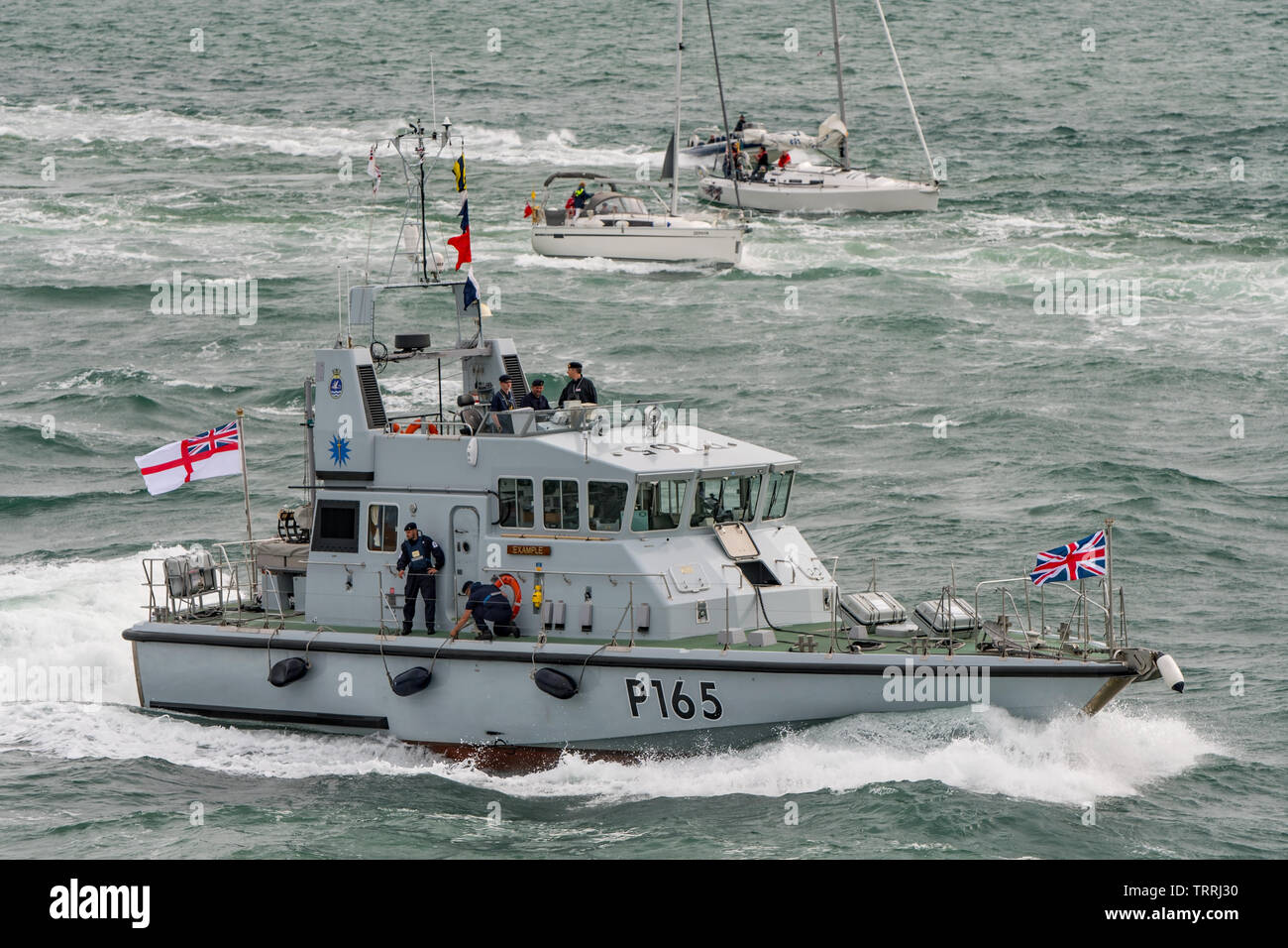 The Royal Navy Archer Class training vessel HMS Example (P165) seen ...