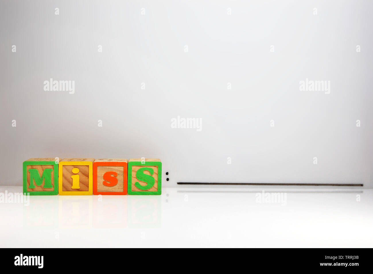 Stylized shot of "Miss " spelled out with ABC blocks Stock Photo - Alamy