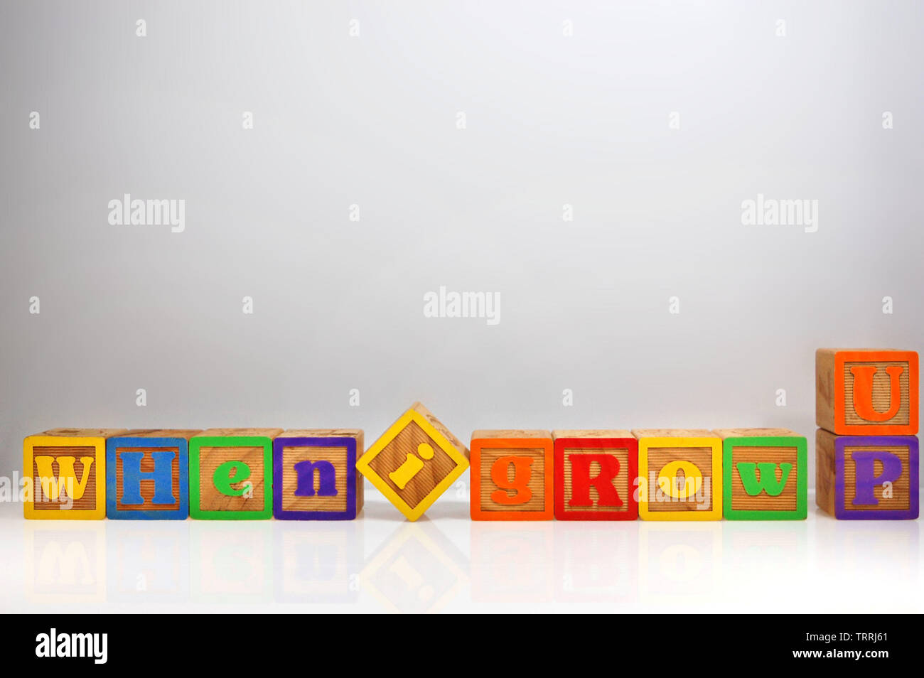 Stylized shot of “When I Grow Up” spelled out with ABC blocks Stock ...