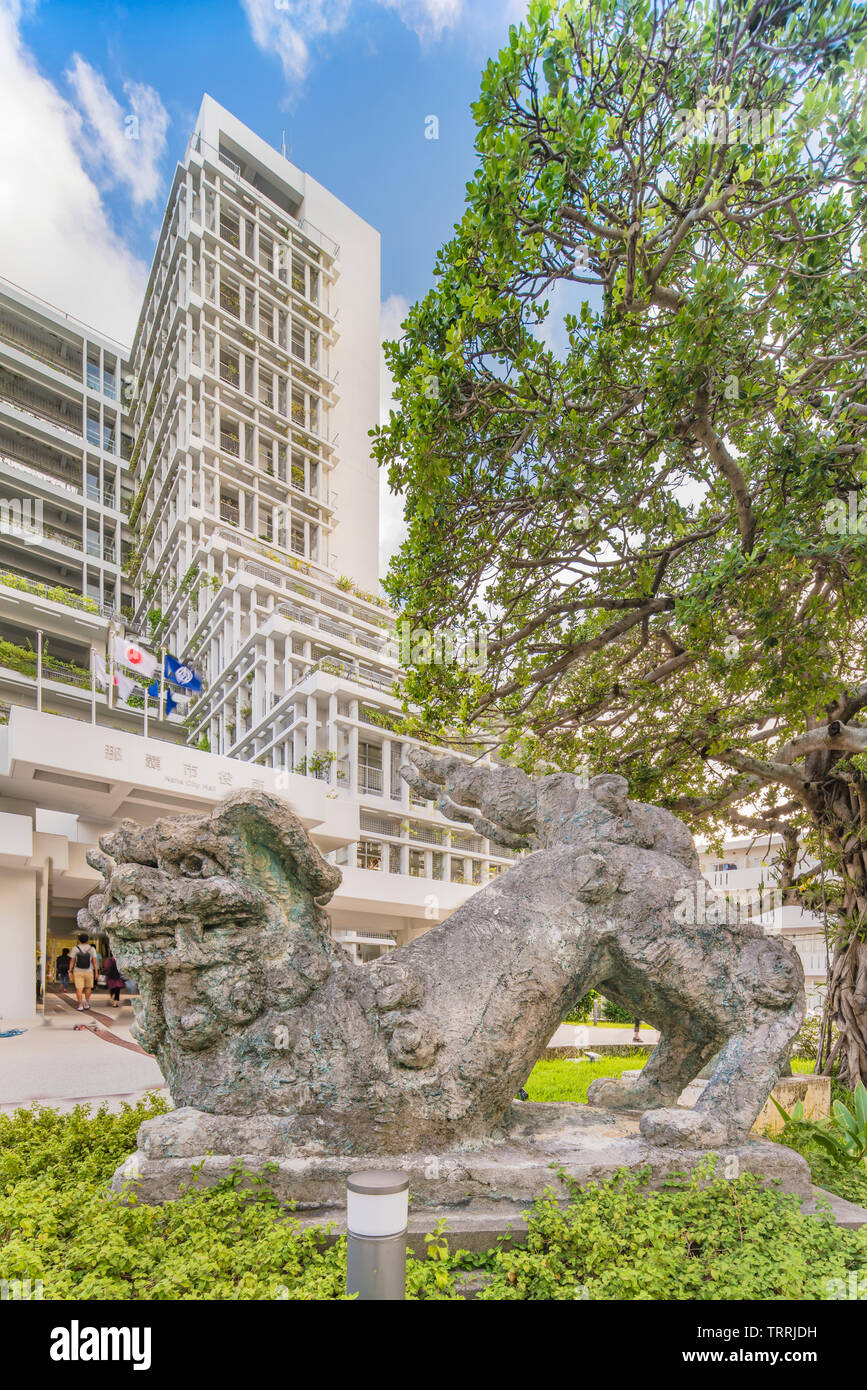Naha City Hall modern building in Okinawa island in the south of Japan ...