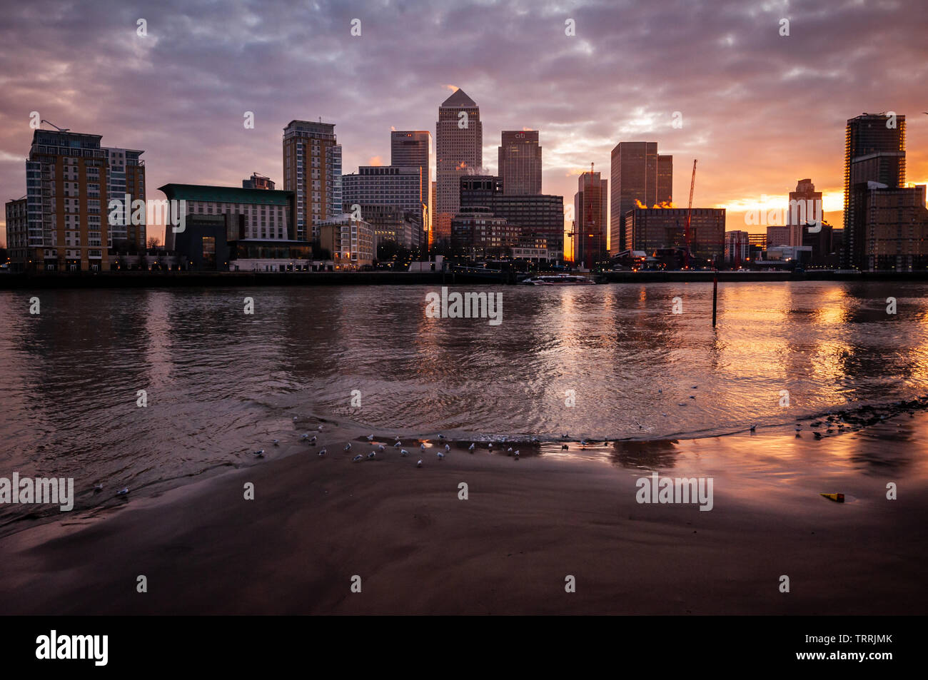 London, England, UK - January 5, 2010: The sun rises over office ...