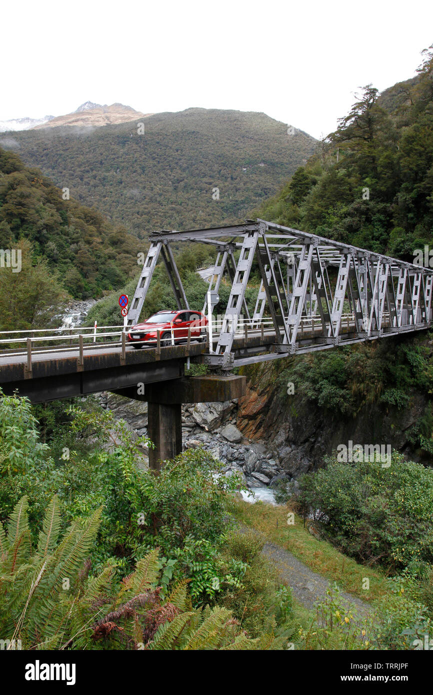 Gates of Haast, New Zealand - May 5, 2019 - The single-lane Gates of ...