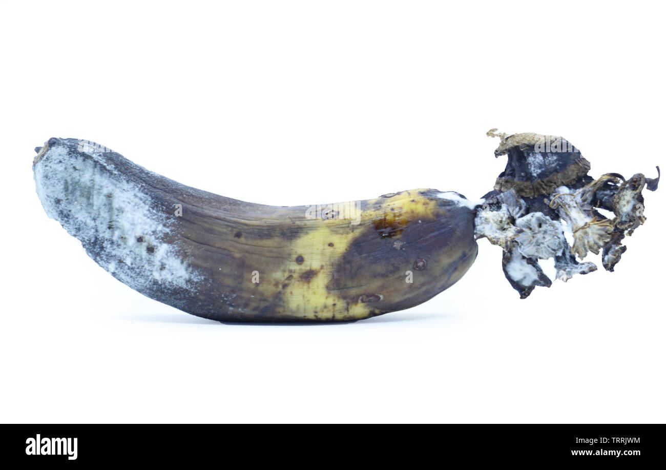 old banana isolated white background Stock Photo - Alamy