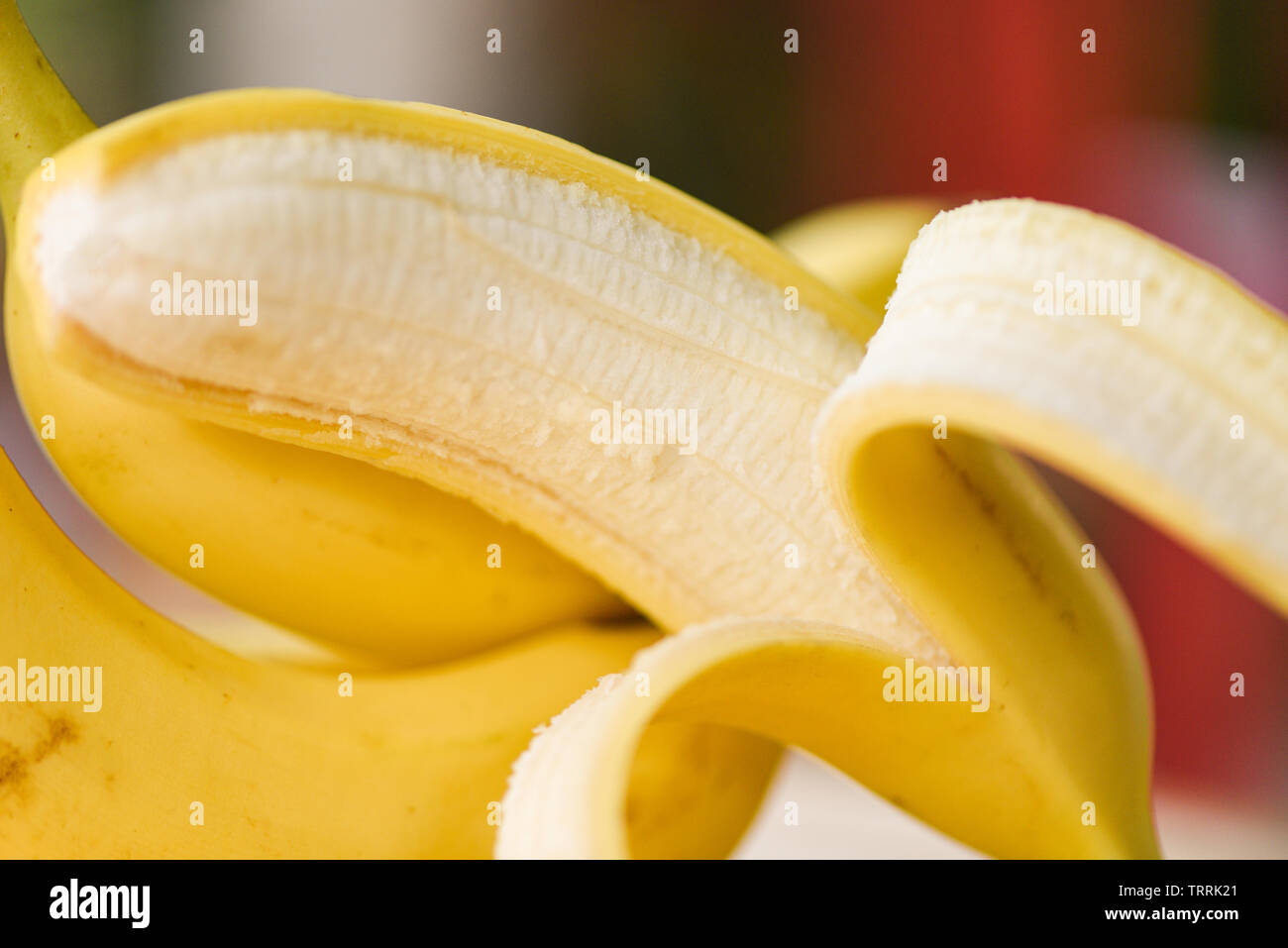 Banana peel / Close up od fresh ripe a banana fruit peeled - selective ...