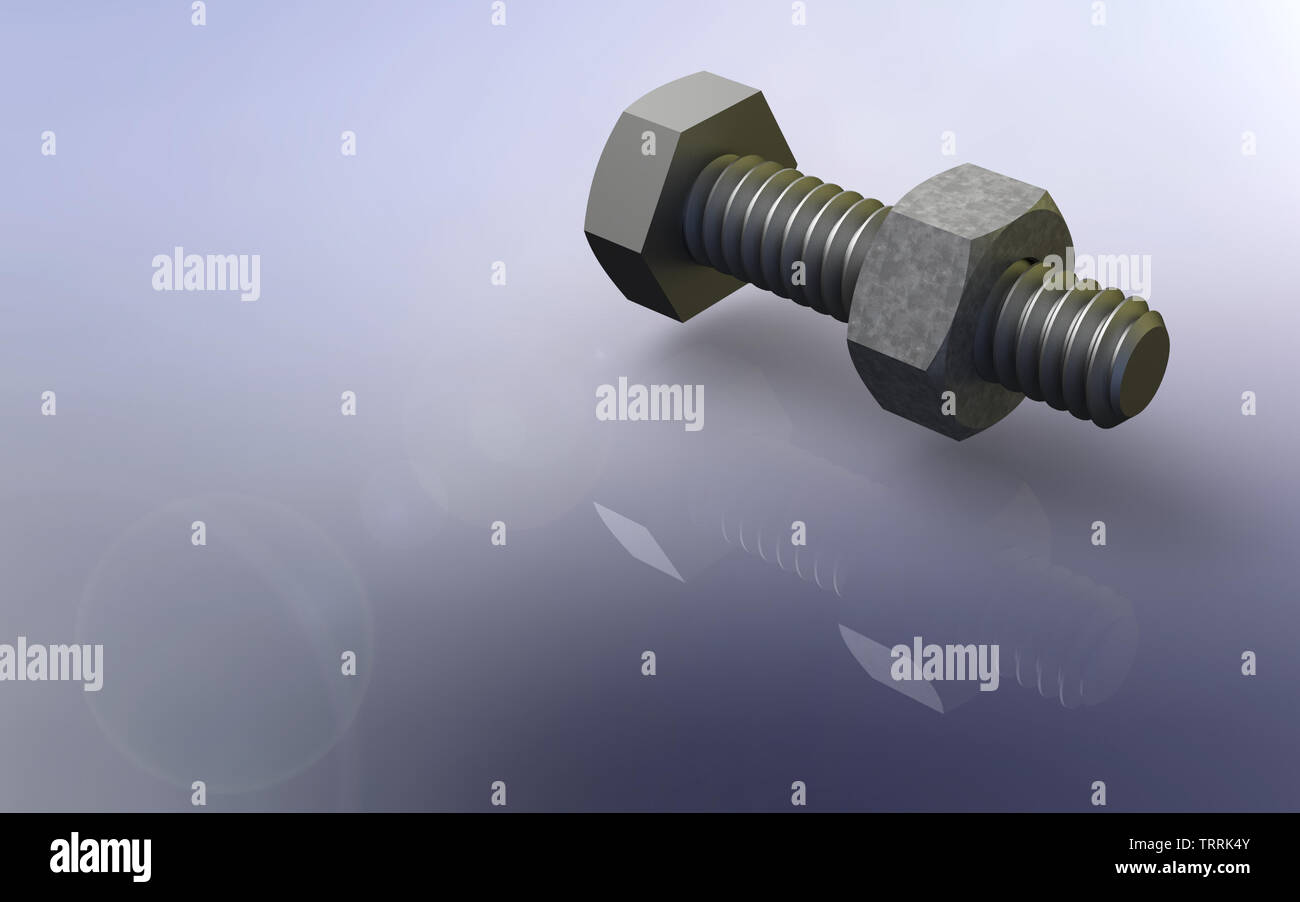 3D Illustration of a Nut and Screw Stock Photo - Alamy