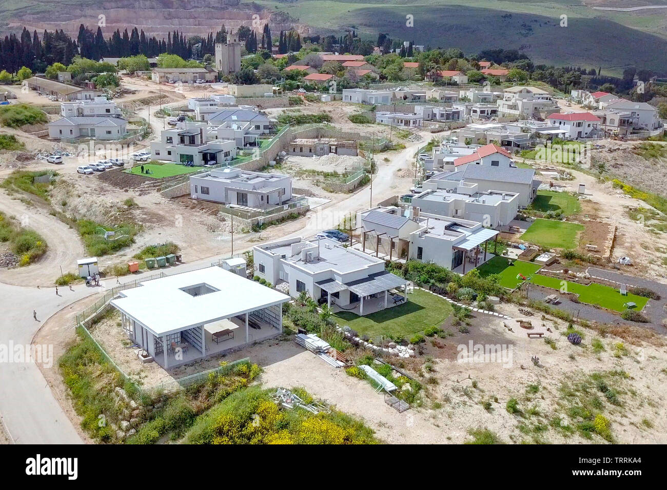 New Suburban houses Construction site at late stages of building ...