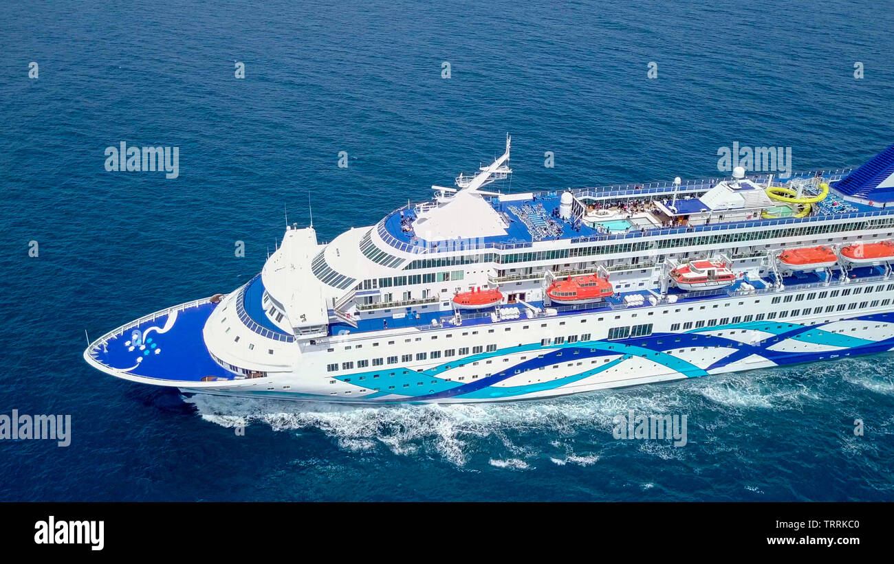 Large cruise ship at sea - Aerial image Stock Photo - Alamy