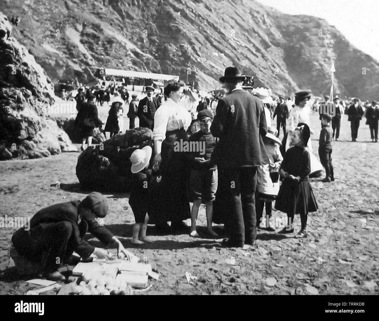 Family on a Devon beach Stock Photo - Alamy