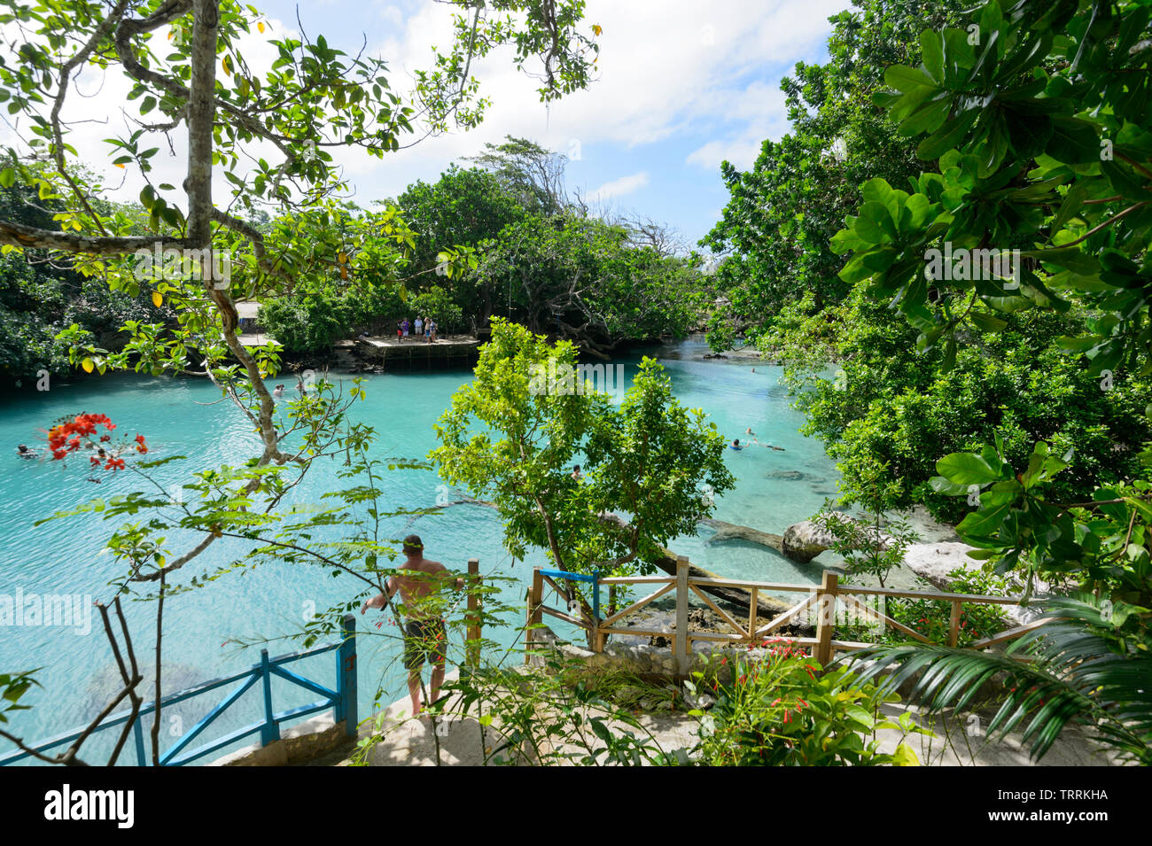 View of Blue Lagoon, a popular scenic turquoise swimming hole near Port ...