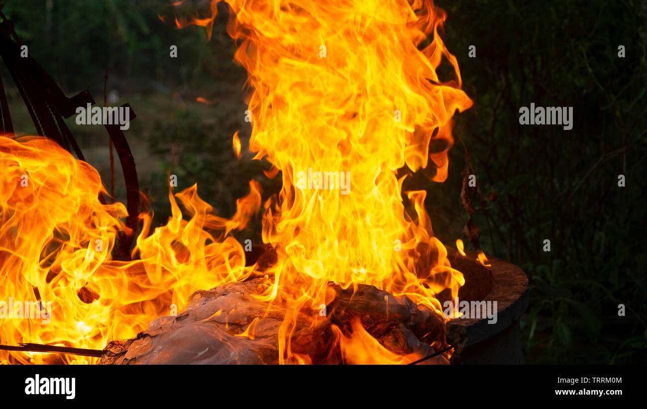 on fire flame Stock Photo - Alamy