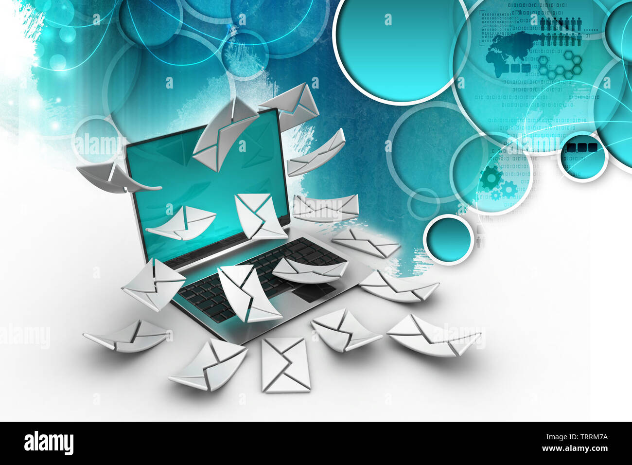 E-mail concept. Modern Laptop and envelope Stock Photo - Alamy