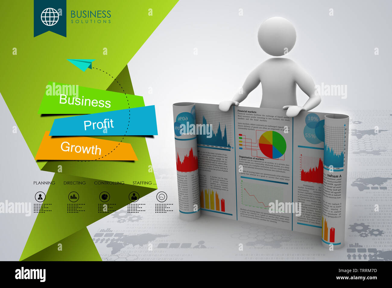 3d man showing the business report Stock Photo - Alamy