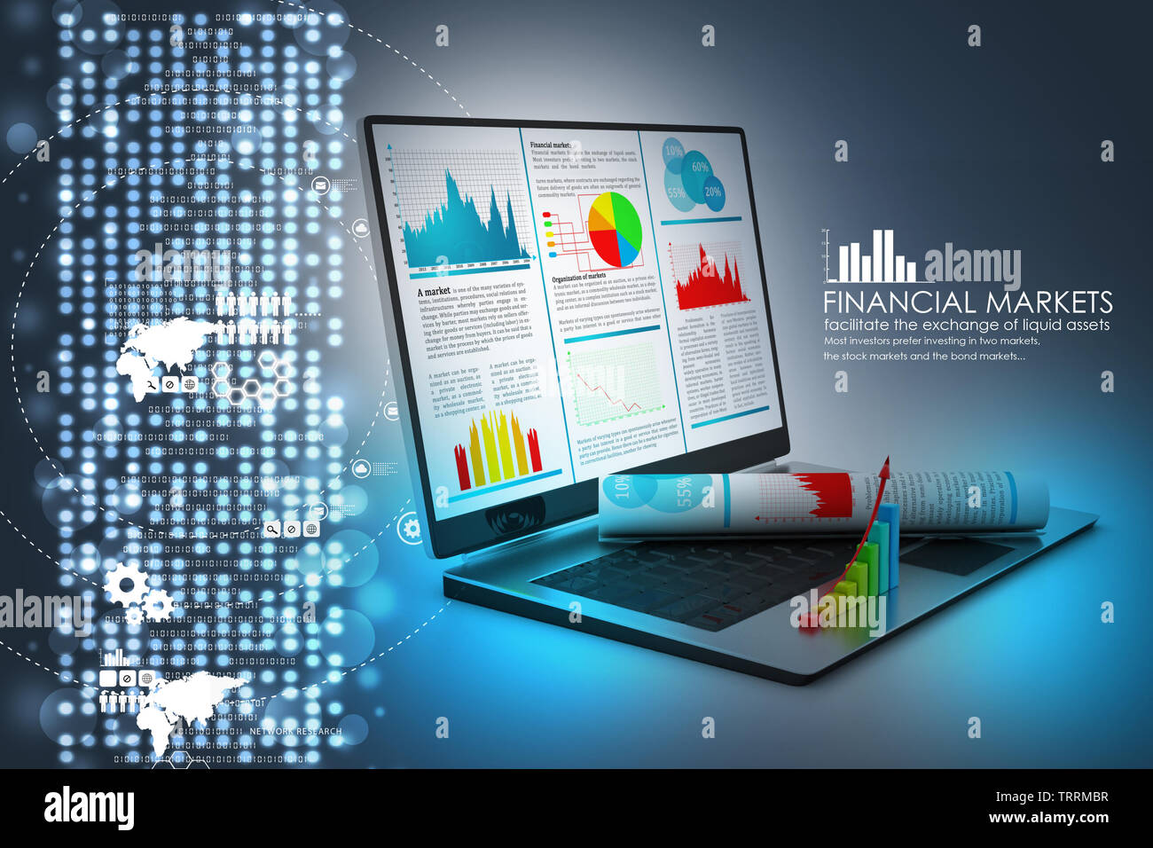 Laptop showing a financial report Stock Photo - Alamy