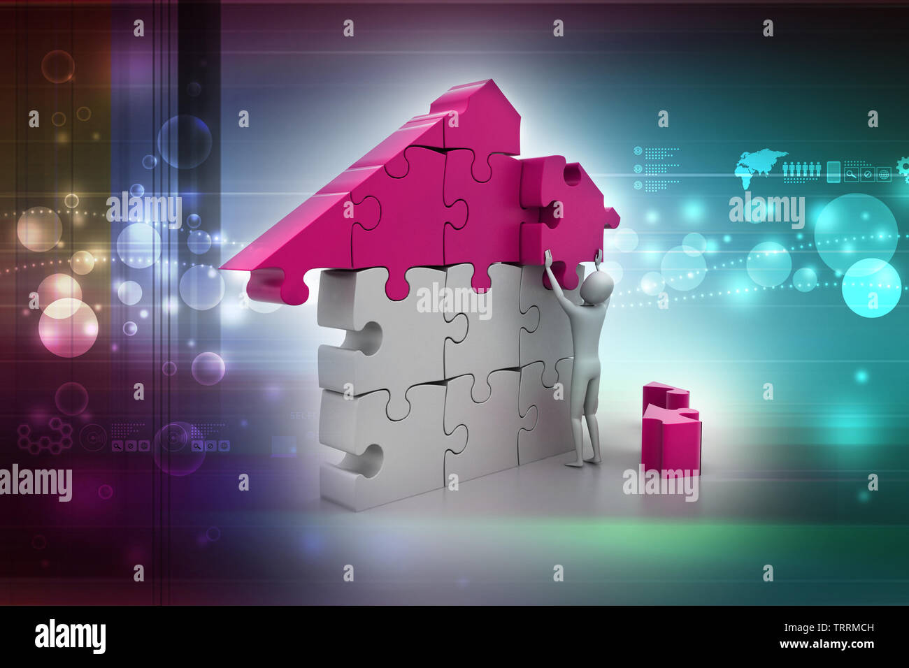 3d man, building the house Stock Photo - Alamy