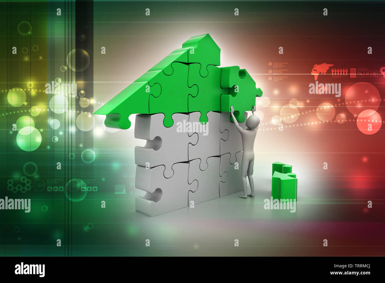 3d man, building the house Stock Photo - Alamy