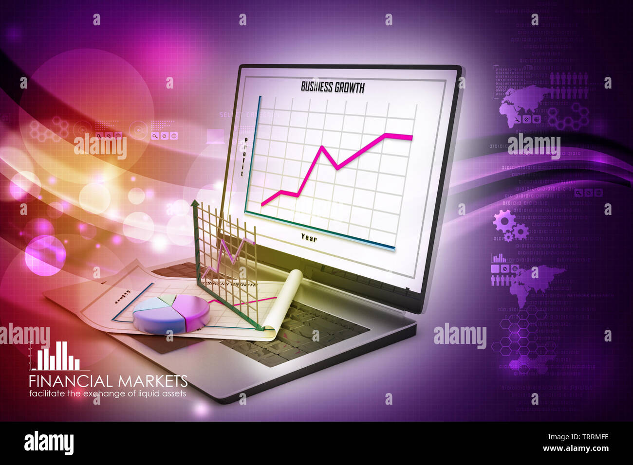 Laptop showing a financial report Stock Photo - Alamy