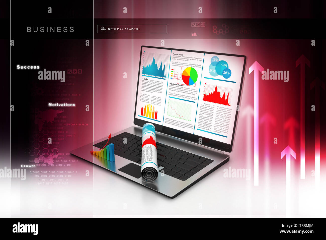 Laptop showing a financial report Stock Photo - Alamy