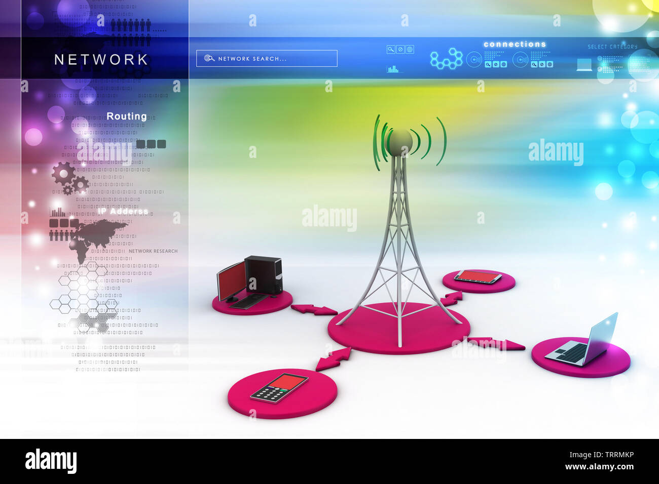 Signal tower with networking Stock Photo - Alamy