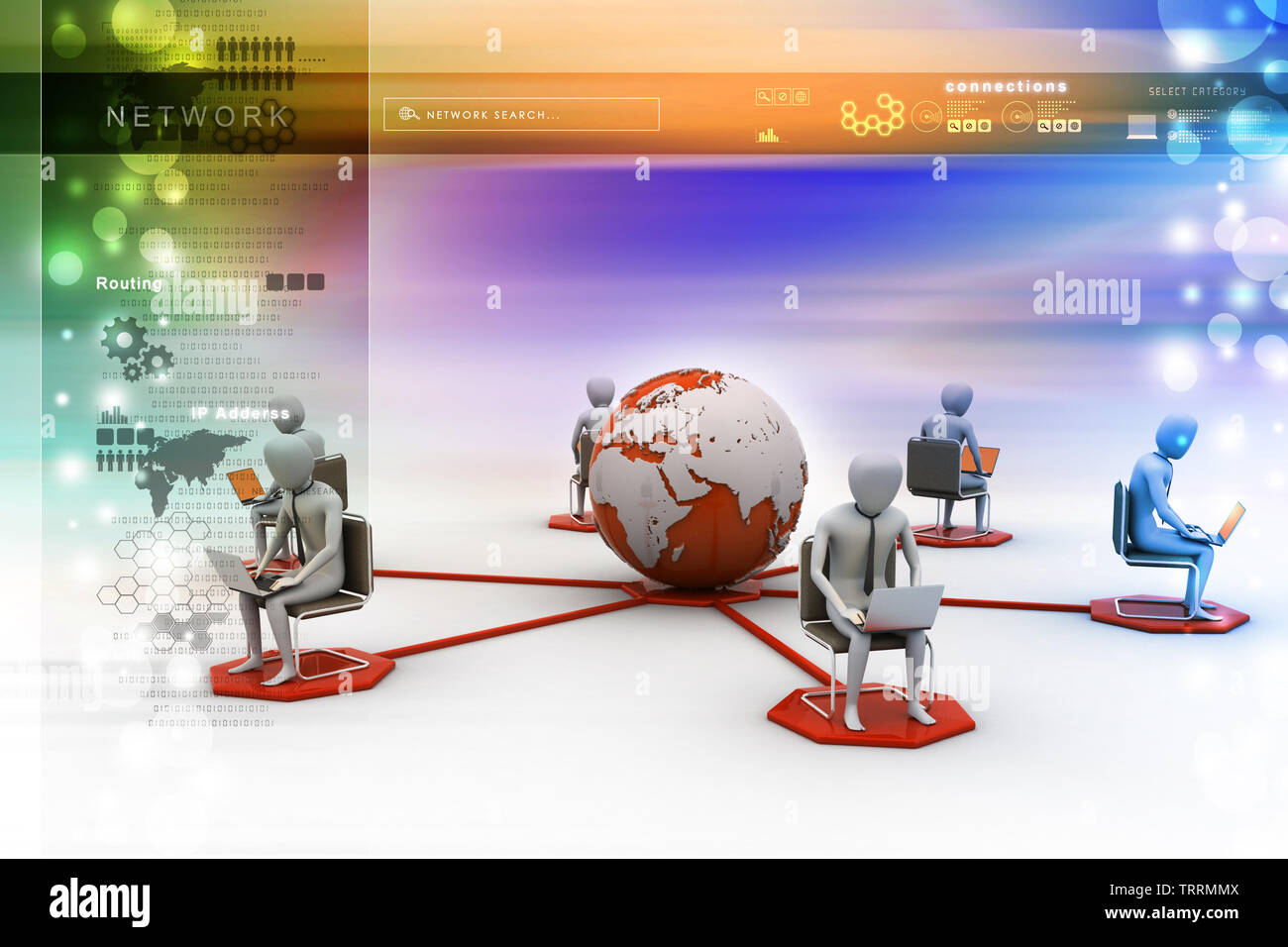 Networking people with globe Stock Photo - Alamy