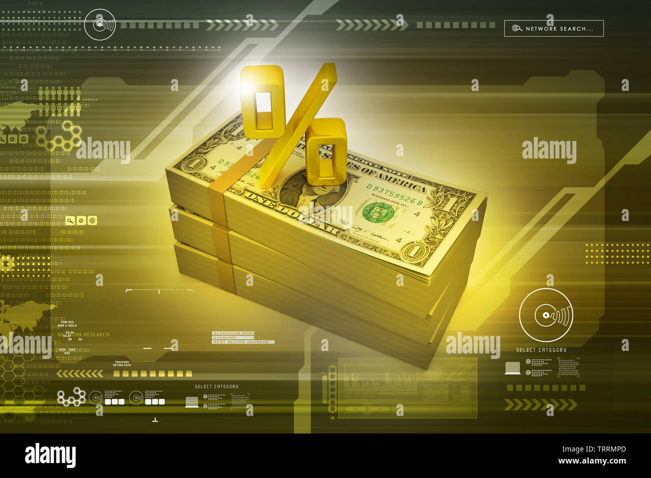 Dollar notes with percentage sign Stock Photo - Alamy