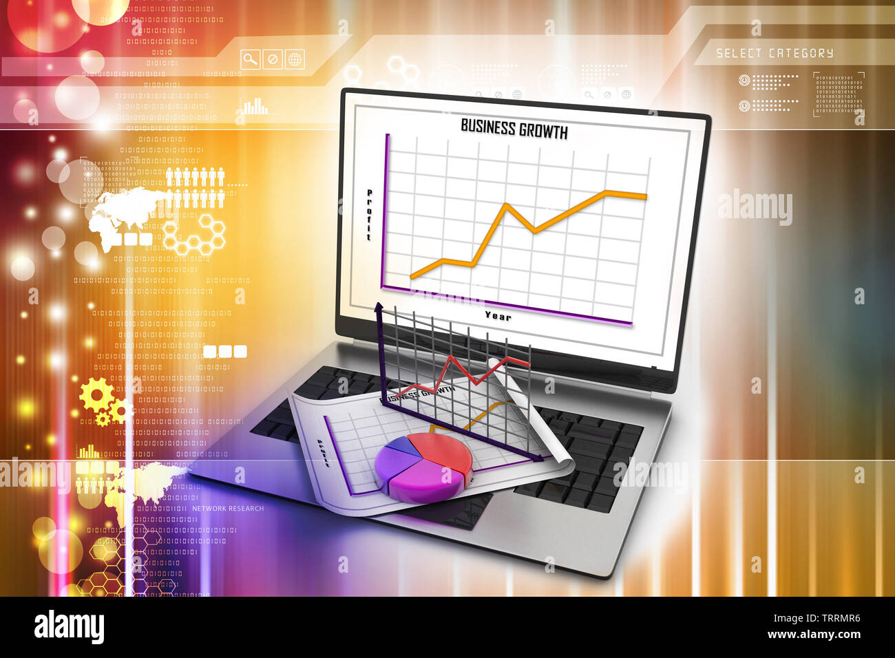 Laptop showing a financial report Stock Photo - Alamy