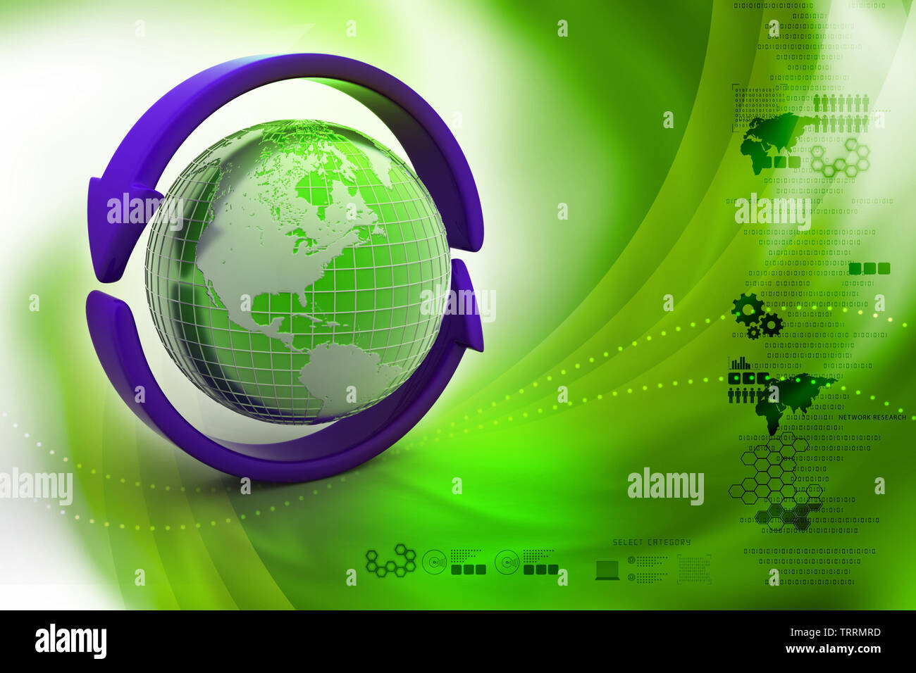 Earth with arrow circle around Stock Photo - Alamy