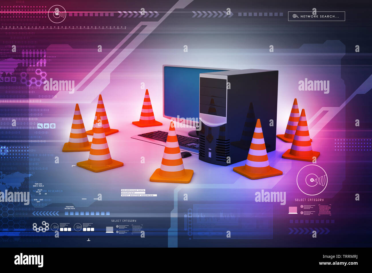 Computer with traffic sign Stock Photo - Alamy