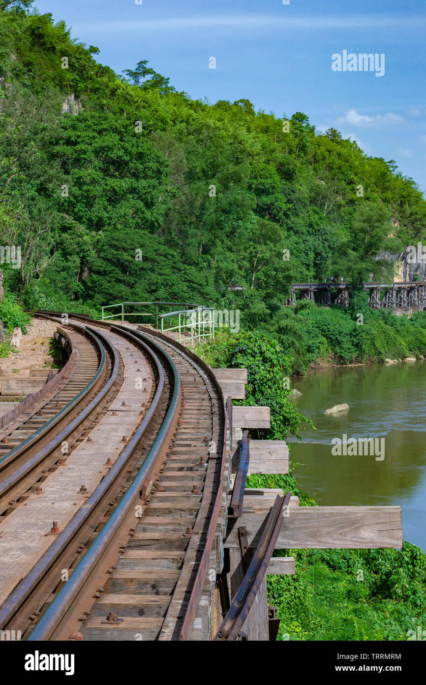 tham krasae bridge Thailand, people are walking to the famous bridge in ...