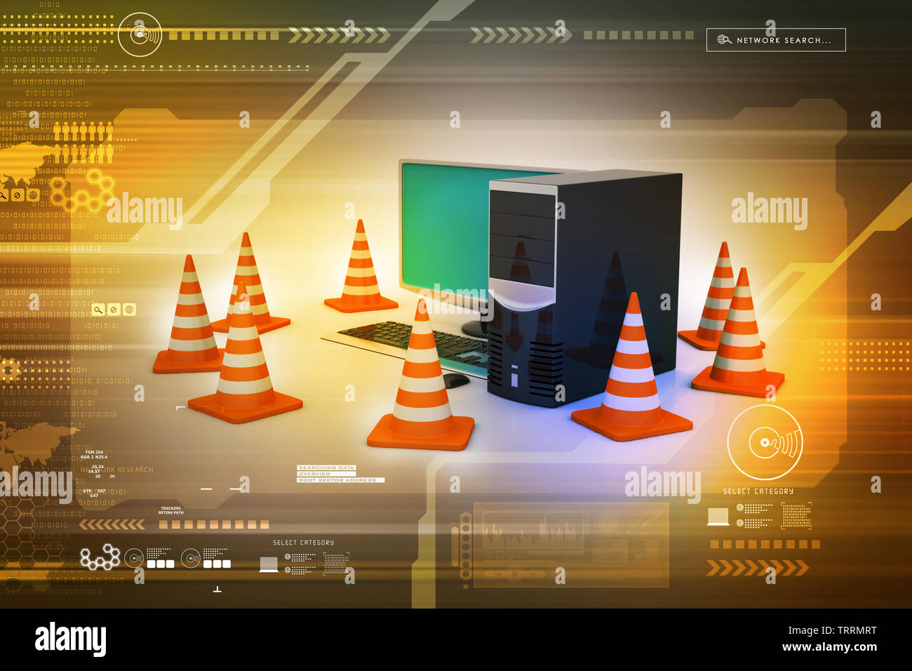 Computer with traffic sign Stock Photo - Alamy