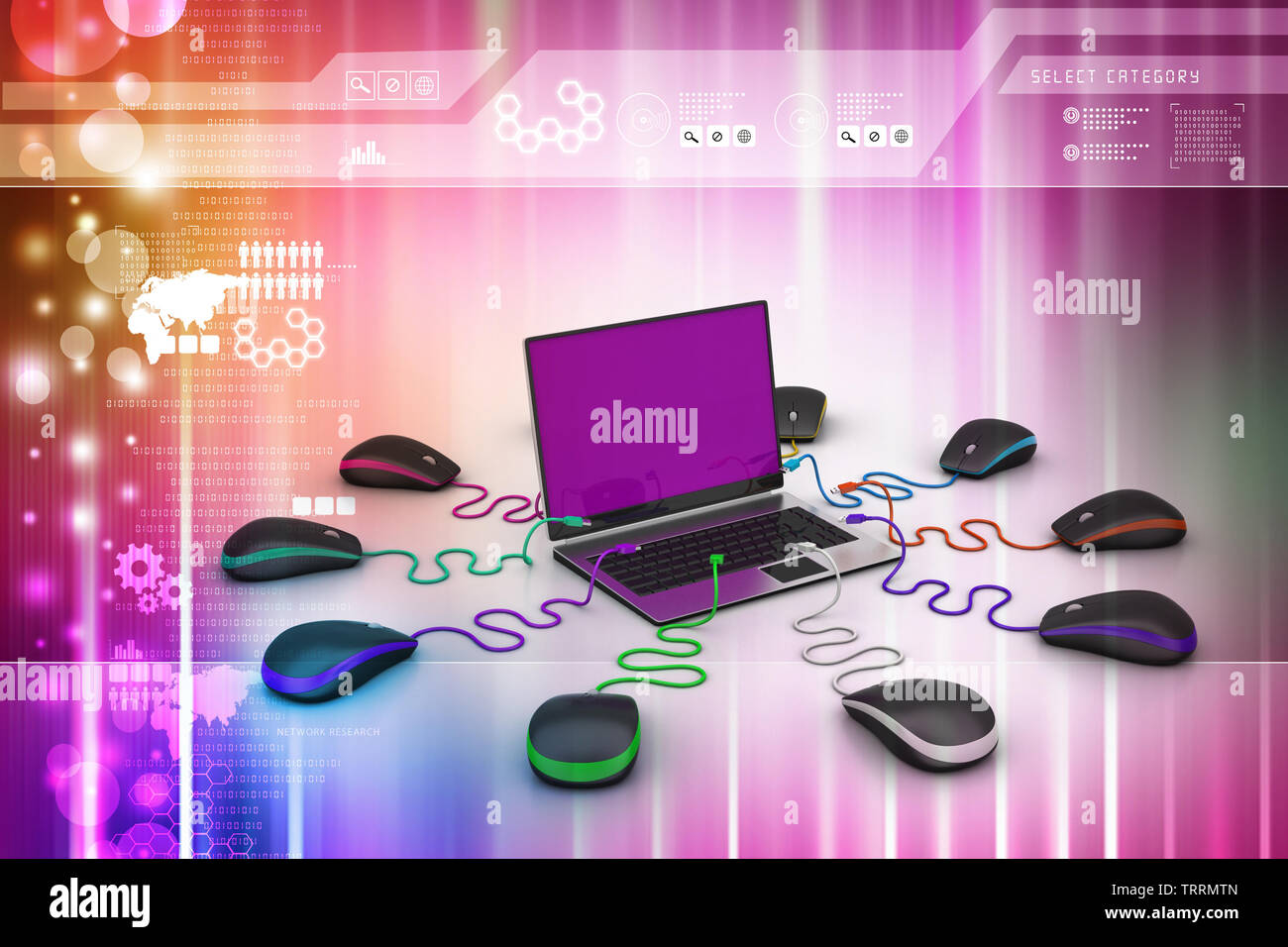 laptop computer around with mouse Stock Photo - Alamy