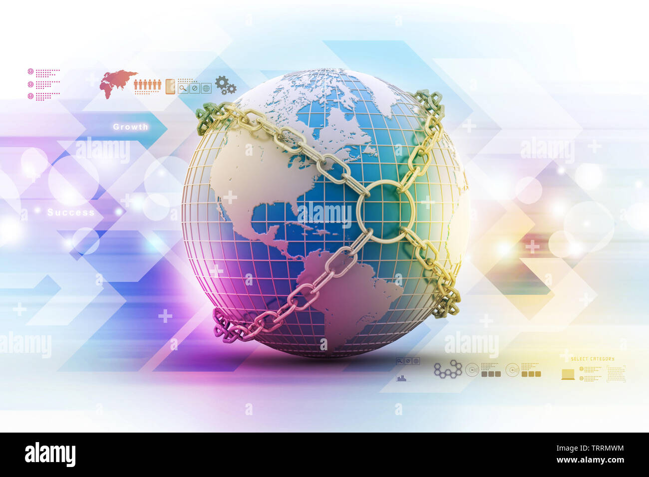 Earth globe close in chain Stock Photo - Alamy
