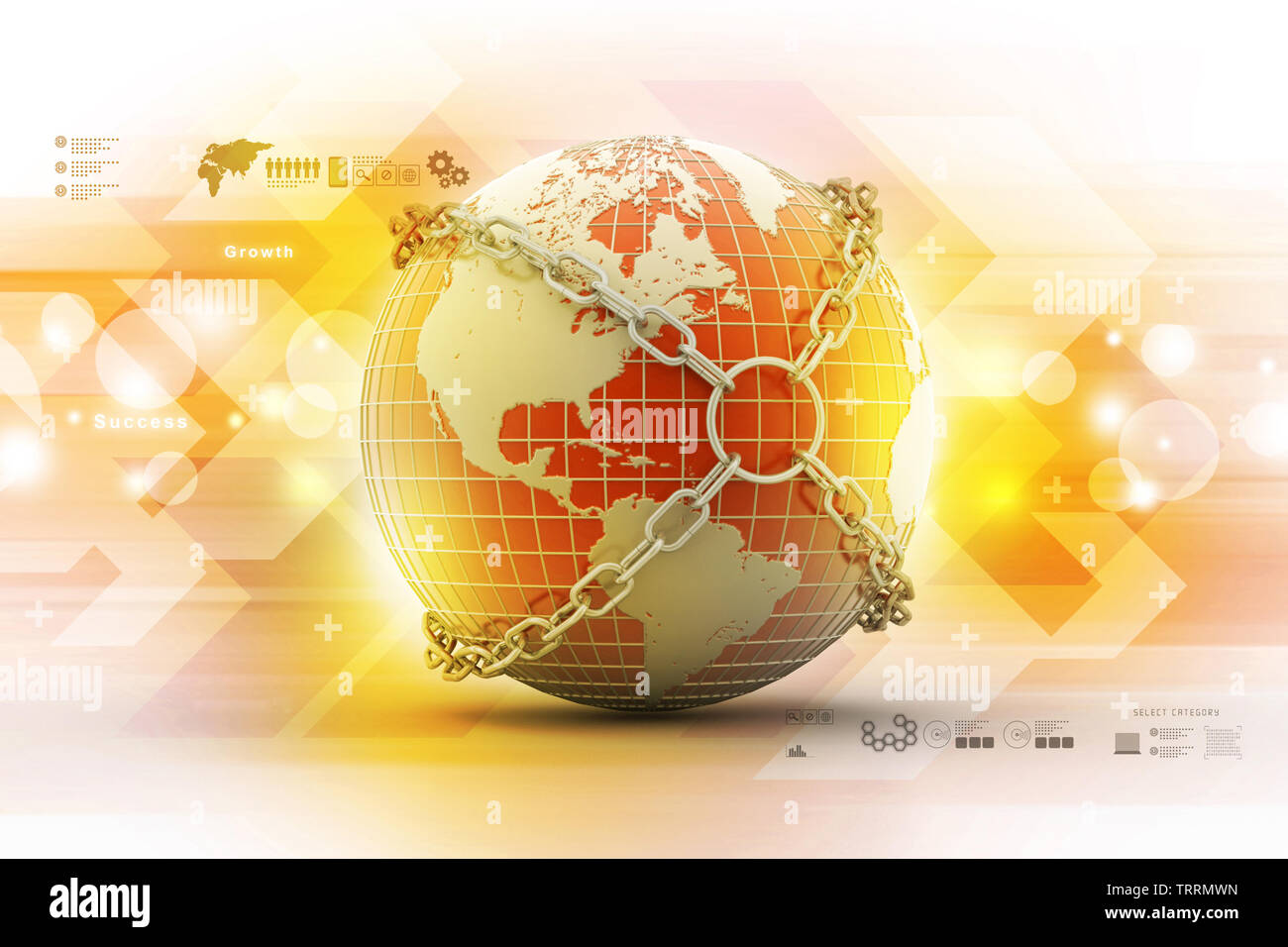 Earth globe close in chain Stock Photo - Alamy