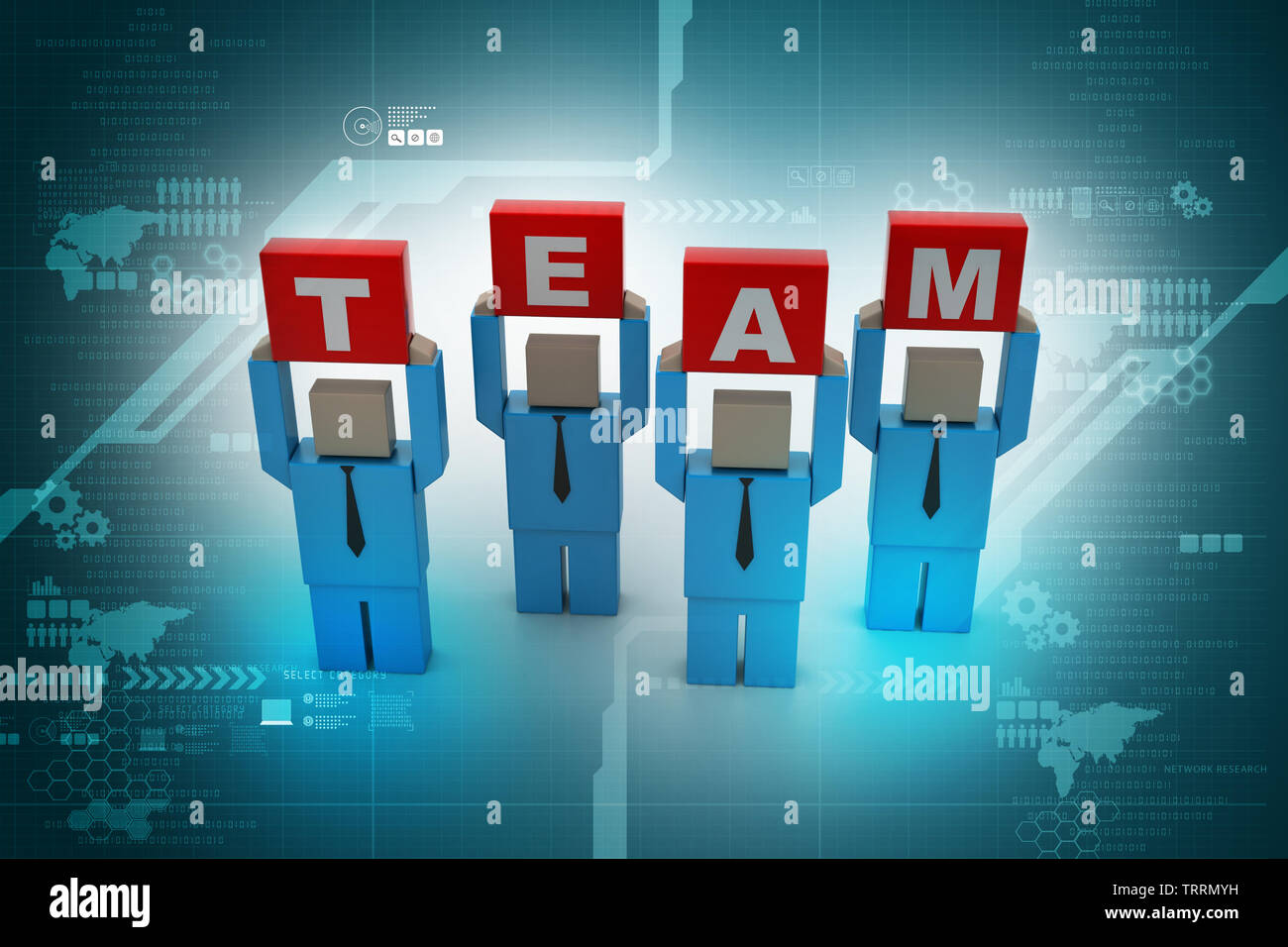 3d people holding hands in the word team Stock Photo - Alamy
