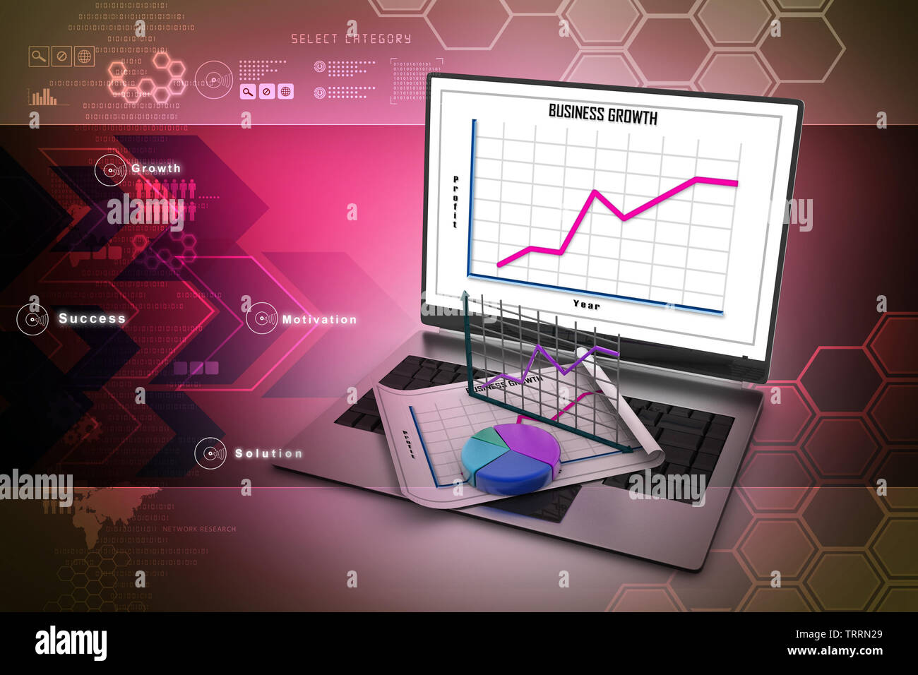 Laptop showing a financial report Stock Photo - Alamy